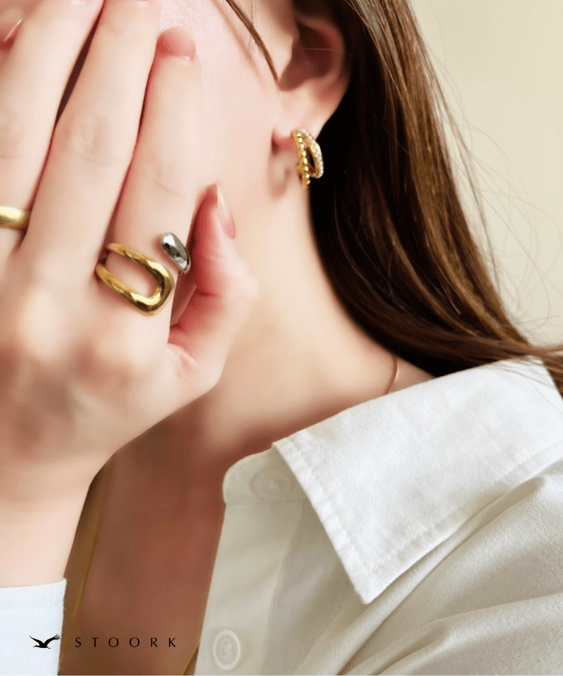 2Tone Cross Ring | 金属アレルギー対応アクセサリー通販ショップstoork(ストーク)