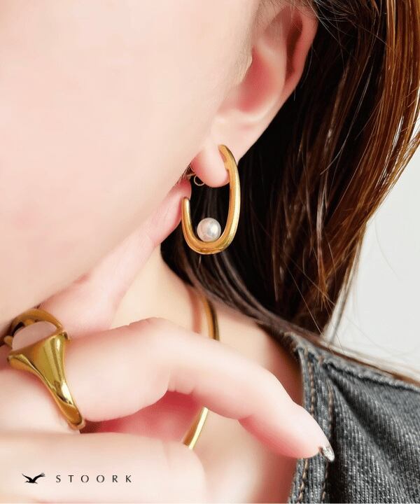 Metal Pearl Pierce | 金属アレルギー対応アクセサリー通販ショップstoork(ストーク)