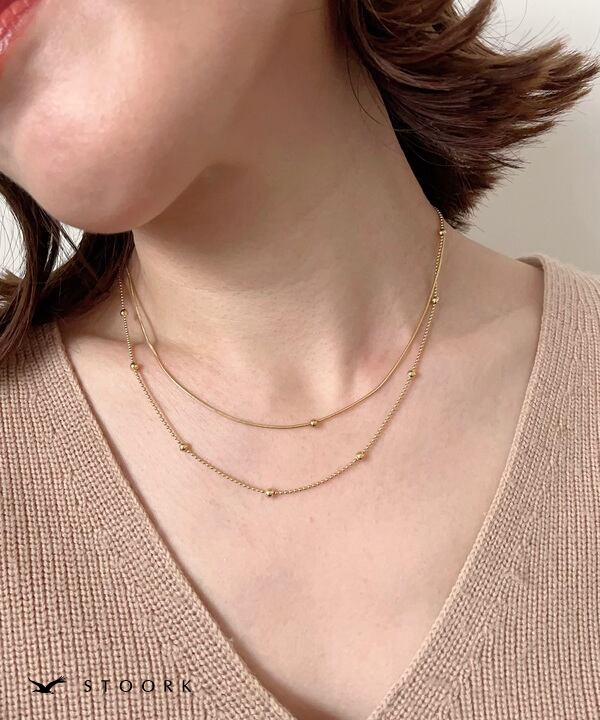 Dot Double Chain Necklace | 金属アレルギー対応アクセサリー通販ショップstoork(ストーク)