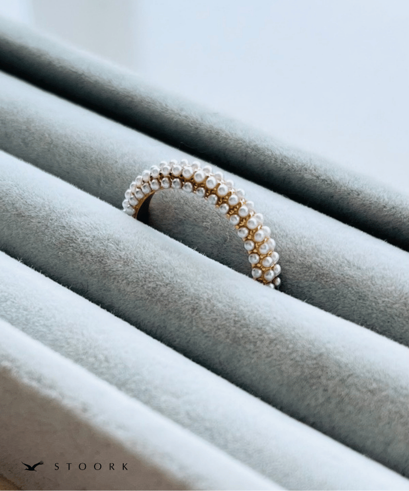 Half Pearl Fat Ring | 金属アレルギー対応アクセサリー通販ショップstoork(ストーク)