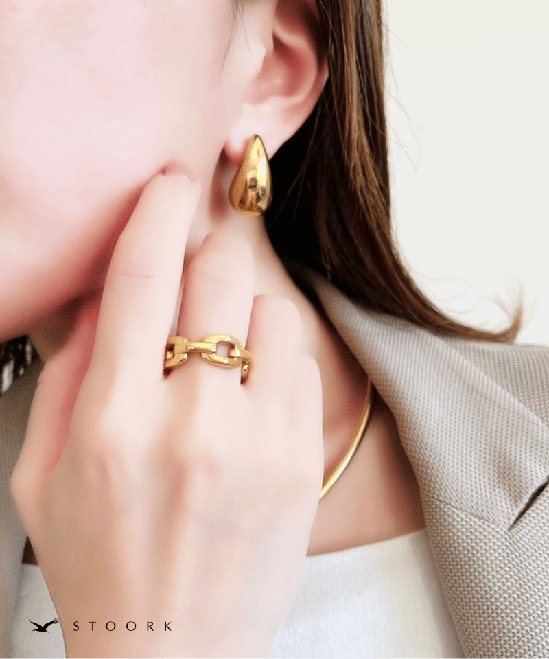 Square Chain Ring | 金属アレルギー対応アクセサリー通販ショップstoork(ストーク)