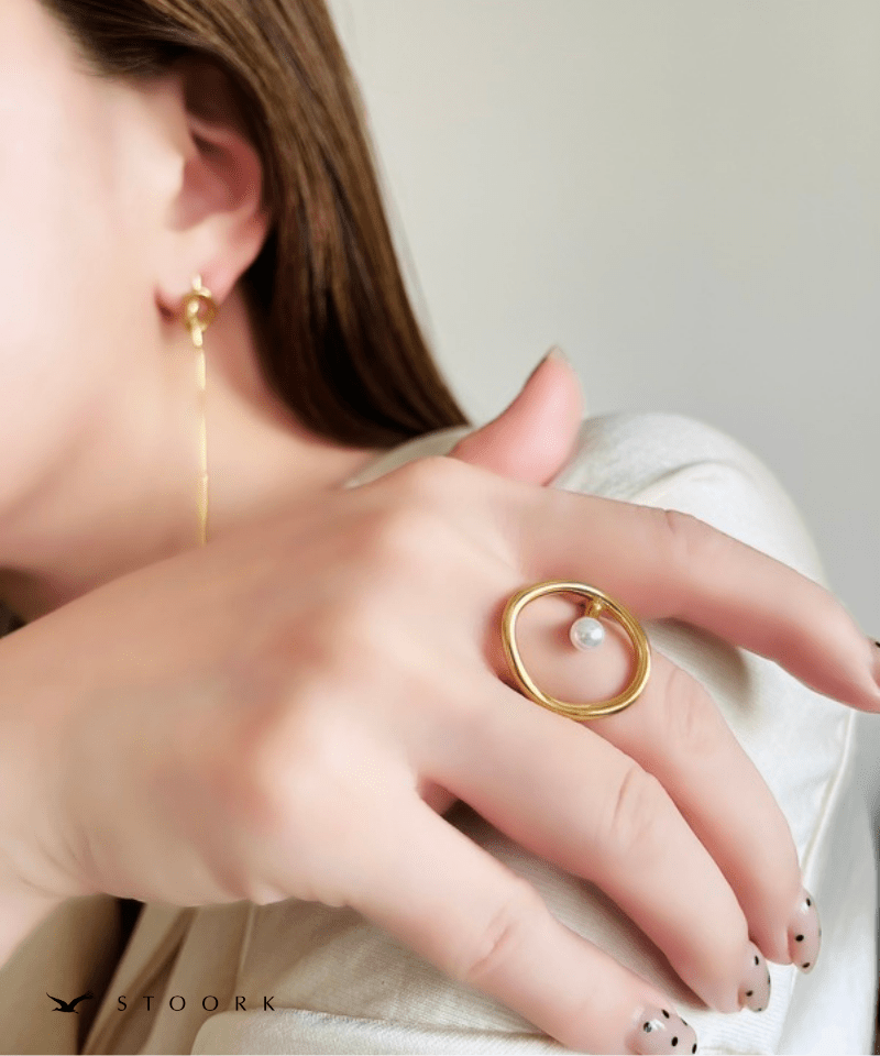 Circle Pearl Ring | 金属アレルギー対応アクセサリー通販ショップstoork(ストーク)