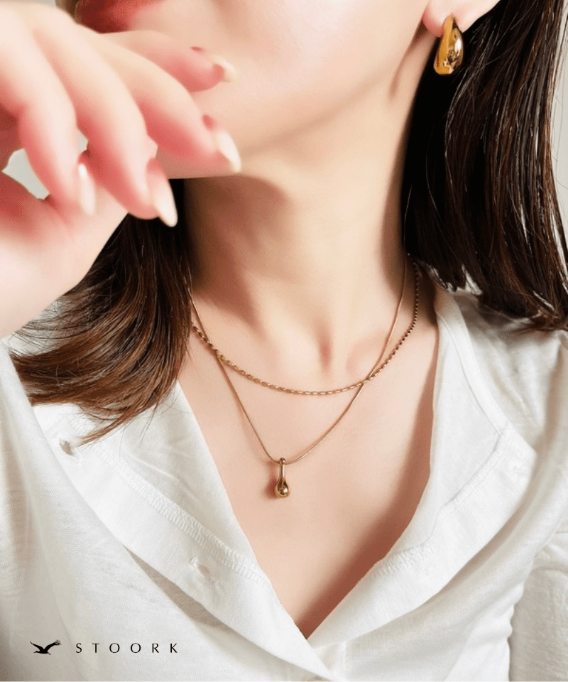 Double Line Drop Necklace | 金属アレルギー対応アクセサリー通販ショップstoork(ストーク)