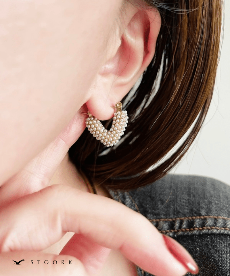 Heart Pearl Pierce | 金属アレルギー対応アクセサリー通販ショップstoork(ストーク)